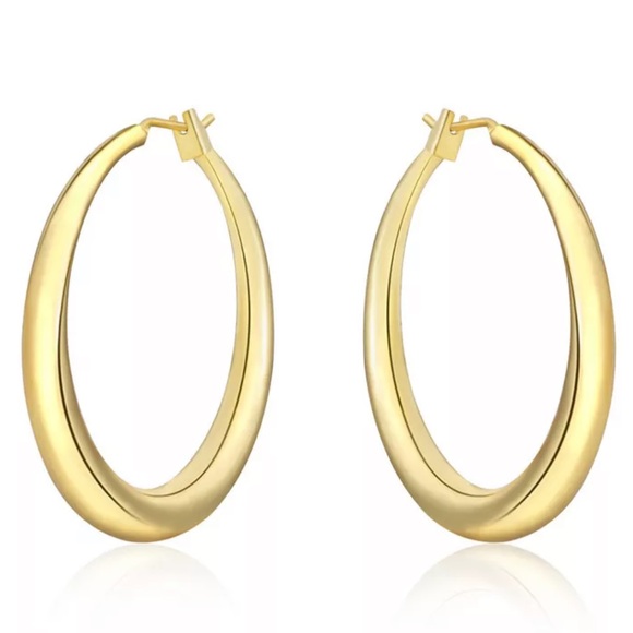 Jewelry | Gold Plated 38 Cm Round Hoop Earrings | Poshmark